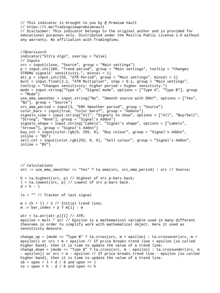 Indicator Ultra Algo For TradingView | PDF