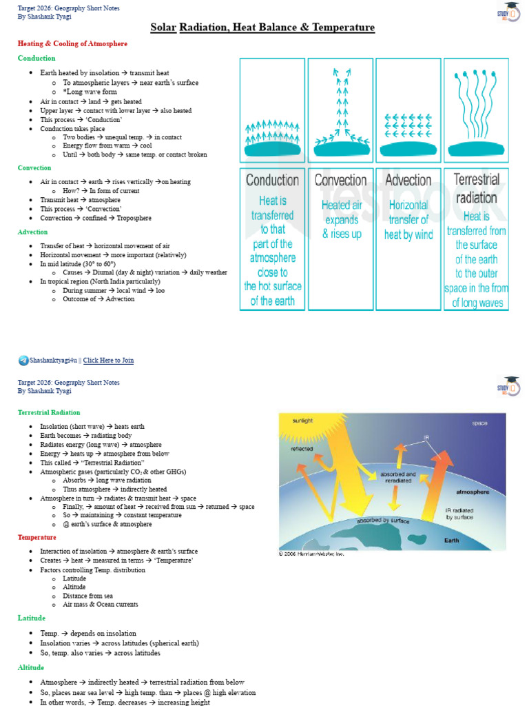 Solar Radiation, Heat Balance & Temperature-II | PDF | Atmosphere Of ...
