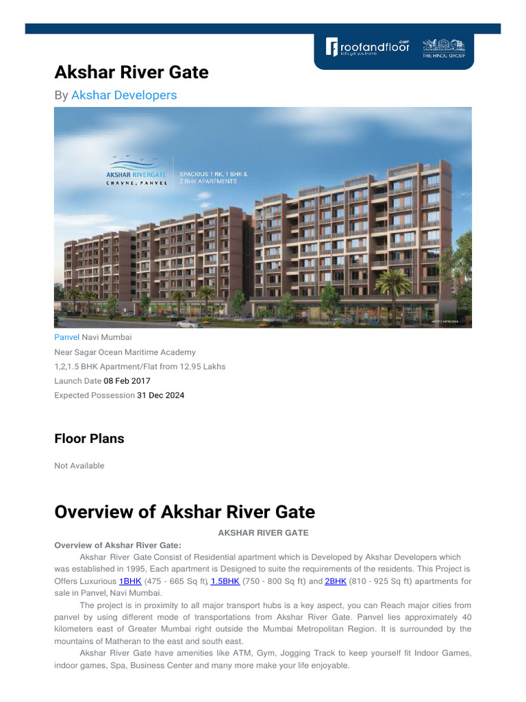 Akshar River Gate Automated Brochure | PDF | Apartment