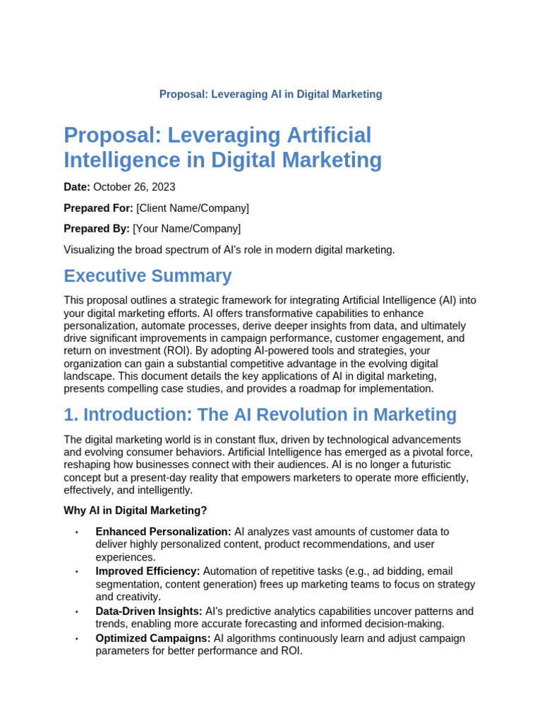 AI in Digital Marketing Proposal | PDF | Artificial Intelligence ...