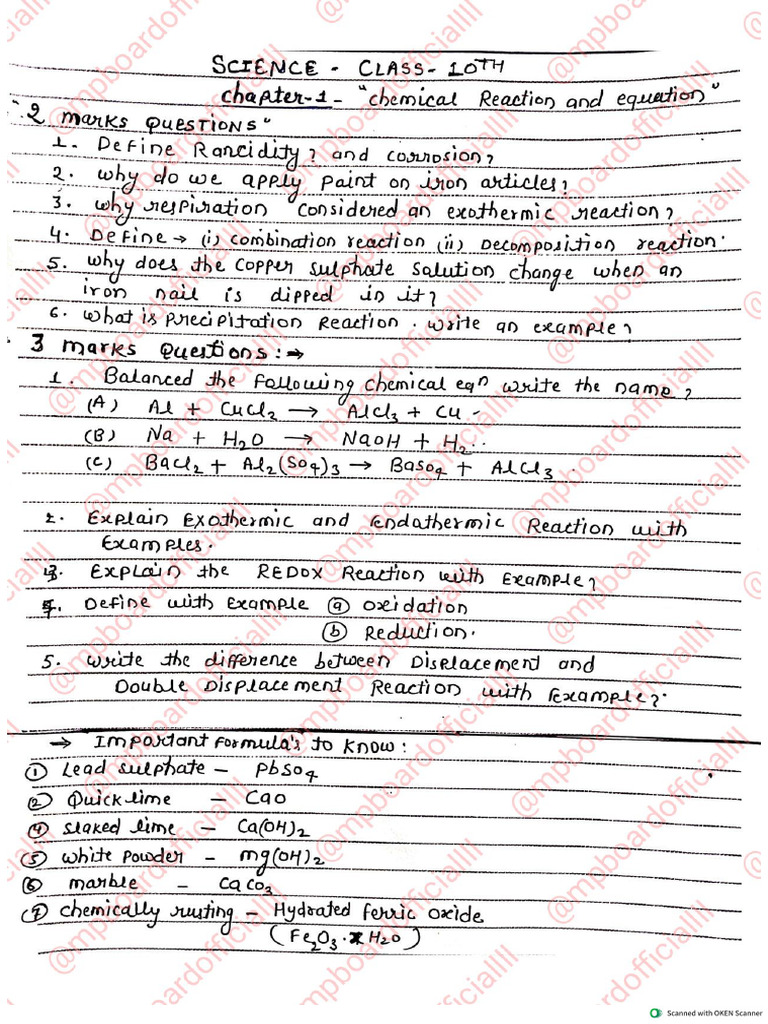 10th Science Chapter Wise Most Imp English Medium Question by @ | PDF