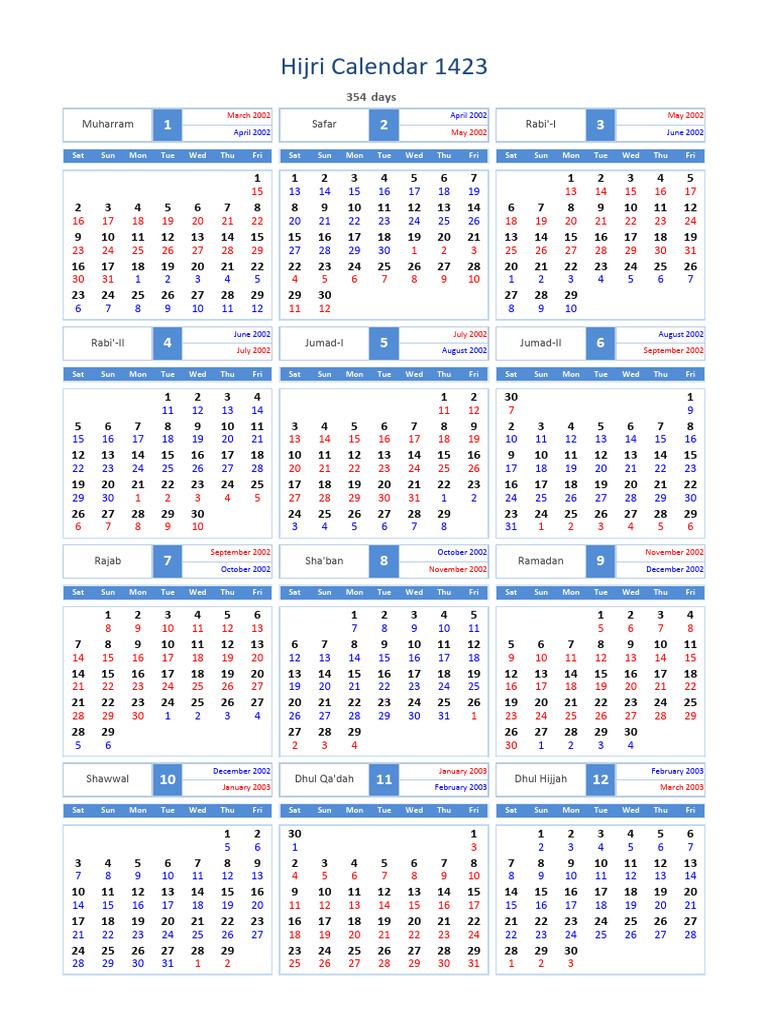 Hijri Calendar 1423 | PDF | Semitic Words And Phrases