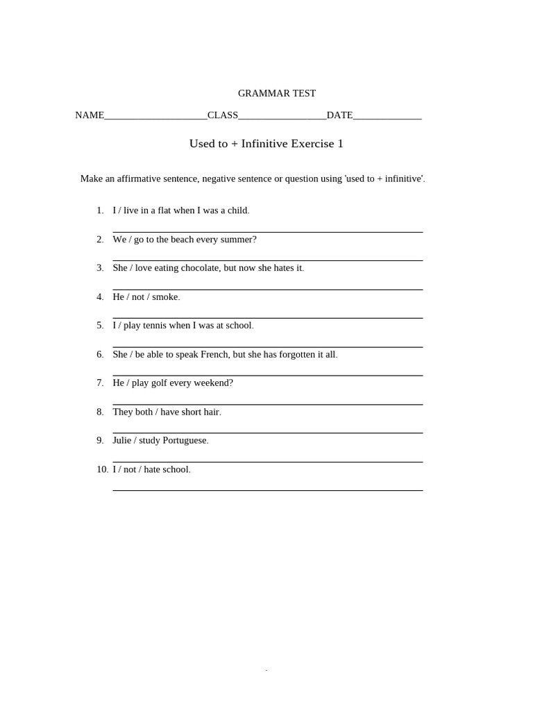 Used To Exercise 1 | PDF