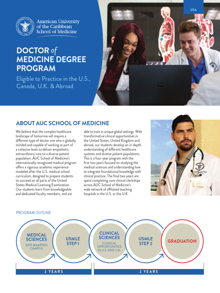 Auc MD Program Fact Sheet | PDF | Medical School | Residency (Medicine)