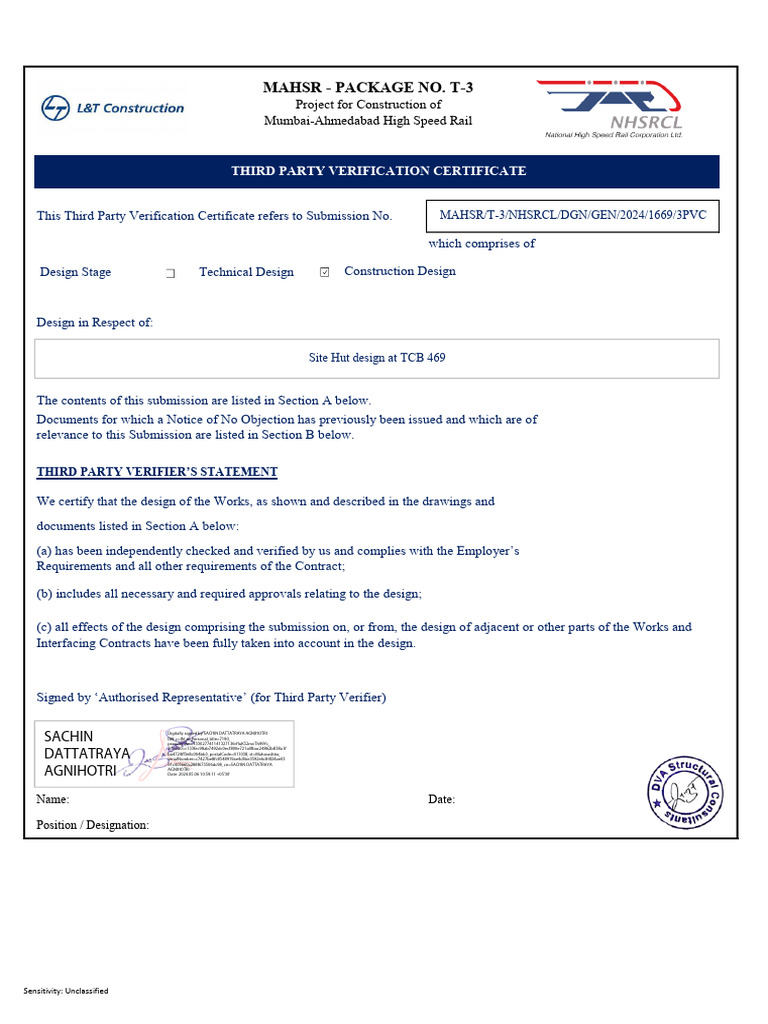 3PVC Certificate For Site Hut TCB 469 | PDF
