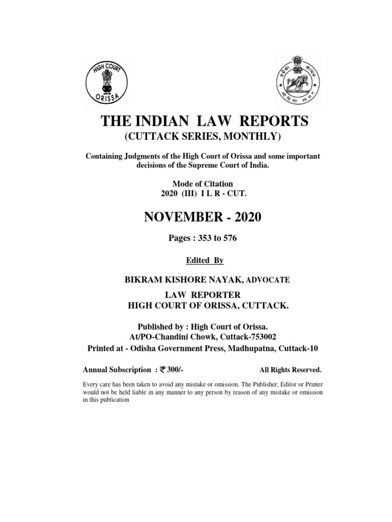The Indian Law Reports: NOVEMBER - 2020 | PDF | Arbitration | Jurisdiction