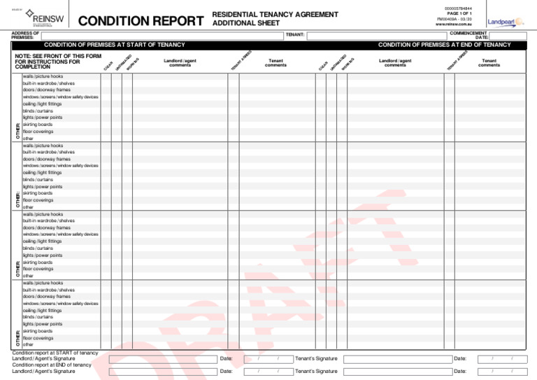Rental Property Condition Report Template | PDF | Leasehold Estate ...