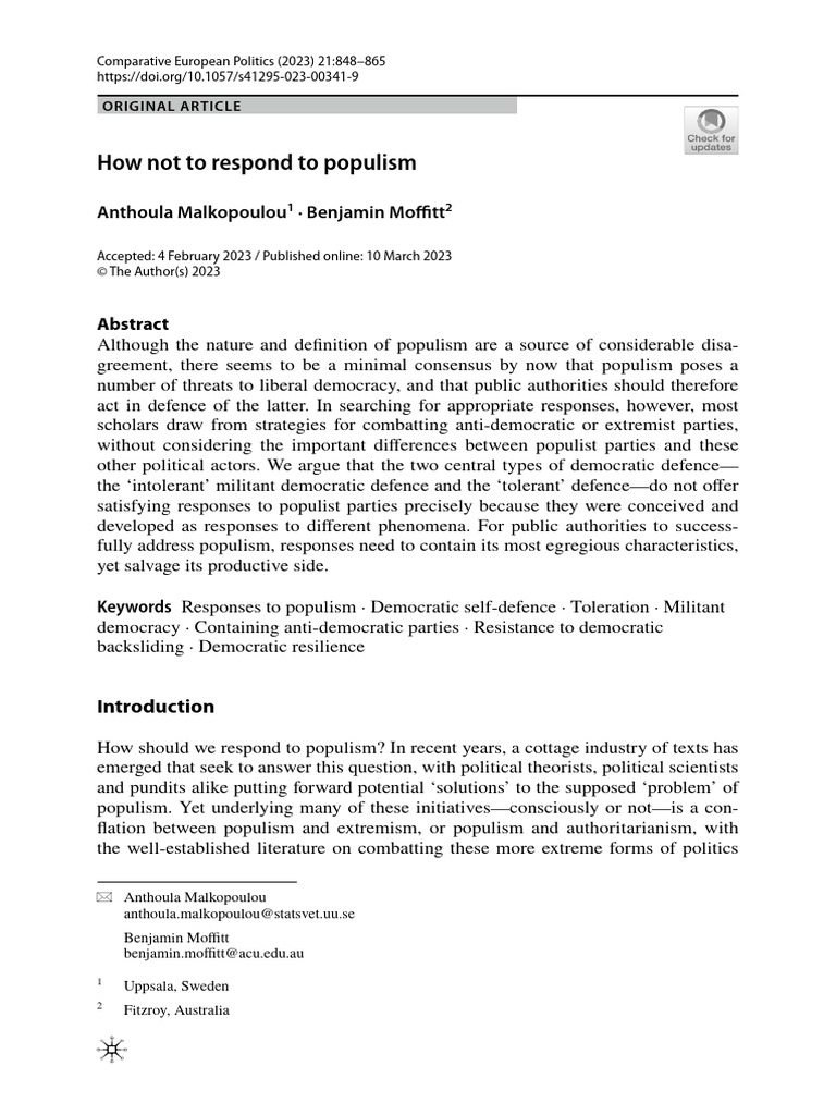Effective Responses to Populism | PDF | Populism | Democracy