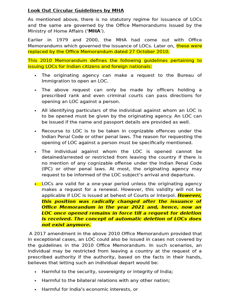 MHA Look Out Circular Guidelines | PDF | Government And Personhood ...