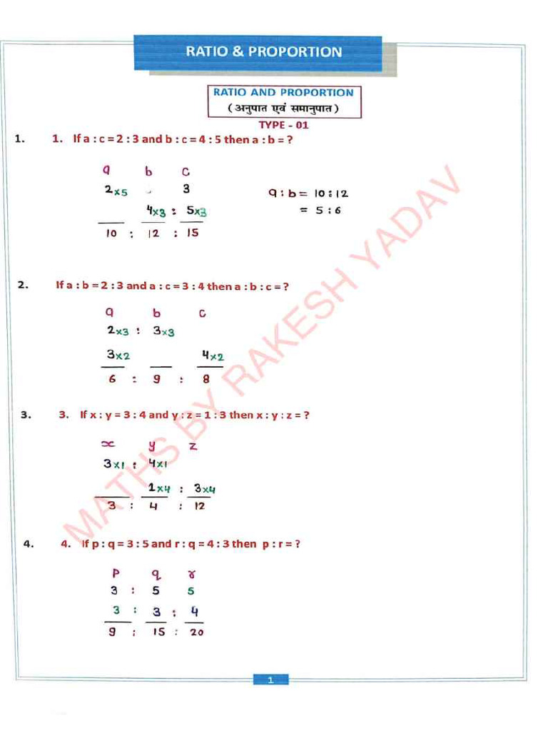 Ratio & Proportion Notes | PDF