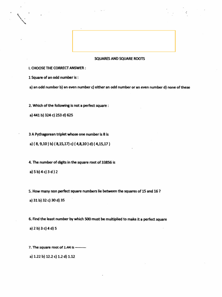 Math Class 8 Worksheet 4 | PDF