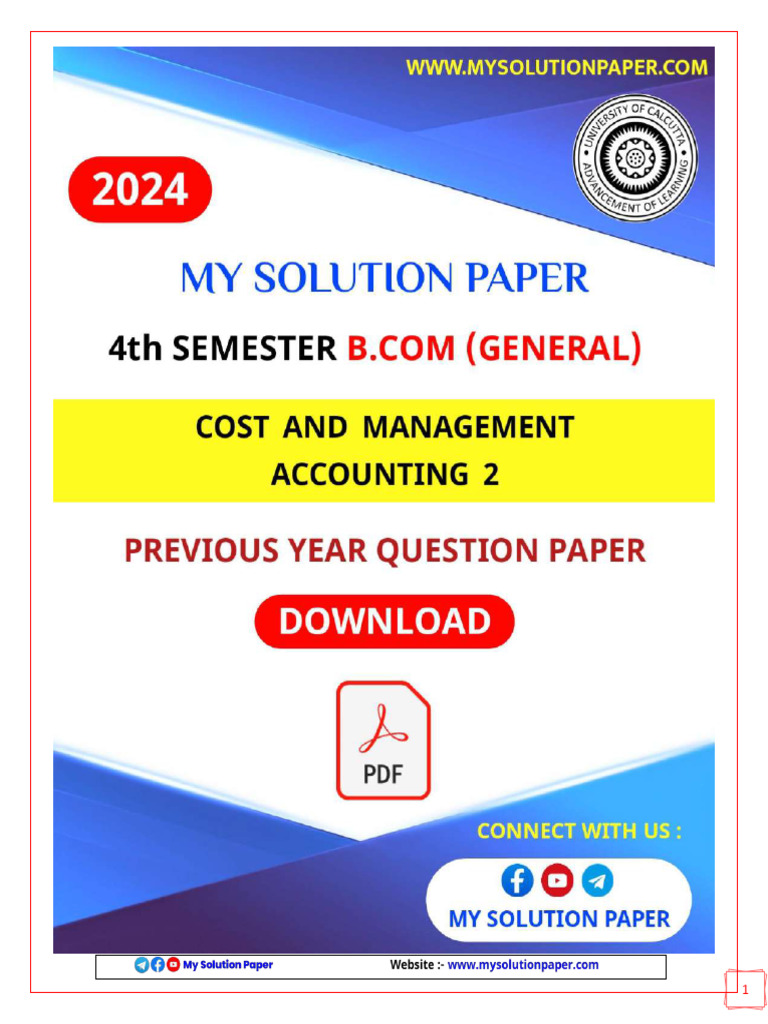 2024 (G) 4th Semester Cost and Management Accounting 2 Question Paper ...
