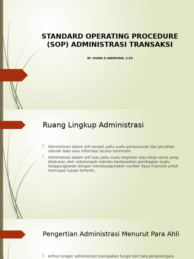 2.) 29-7-21 Sop Adm - Transaksi | PDF