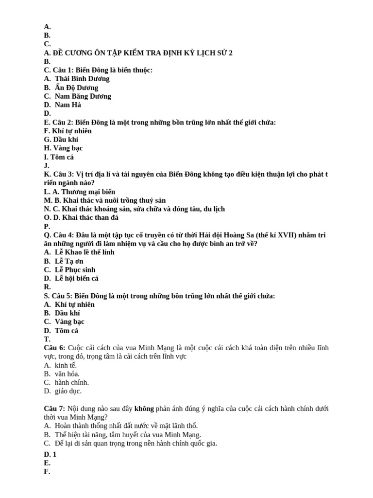 Lịch Sử 2 Ktdk Dap an Bold | PDF