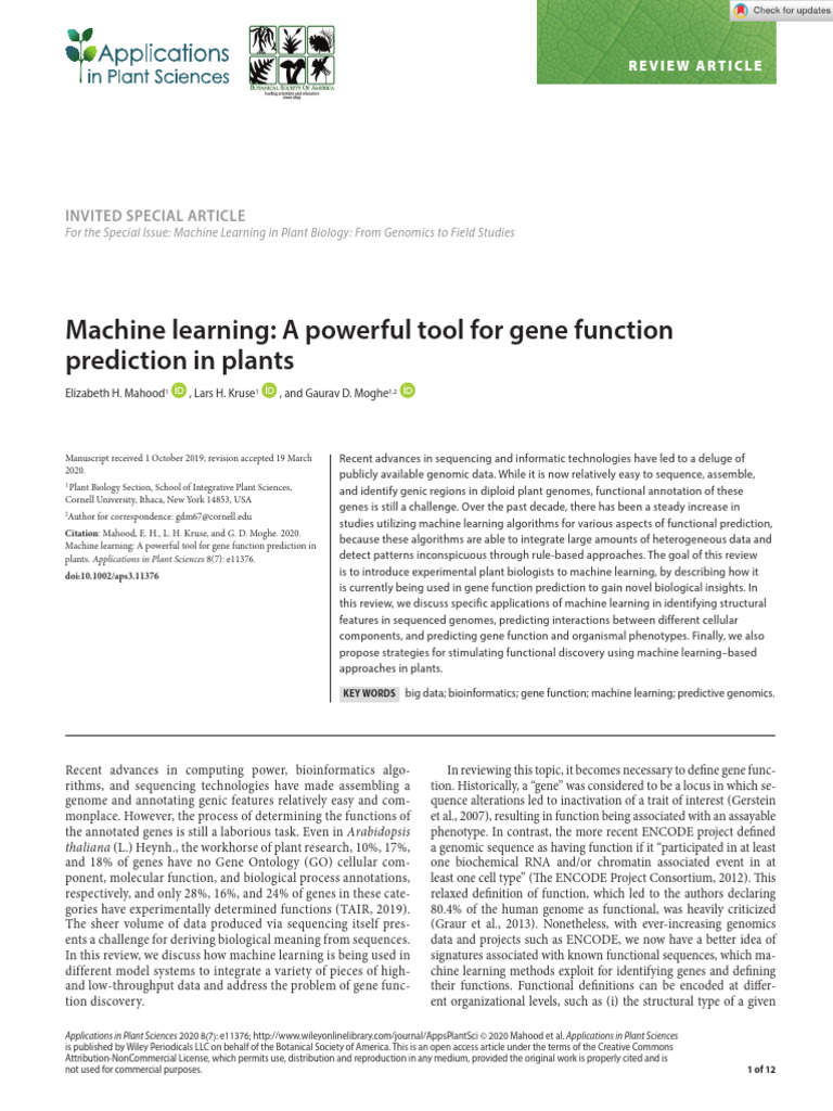 Plant - ML - Function Annotation References | PDF | Machine Learning ...