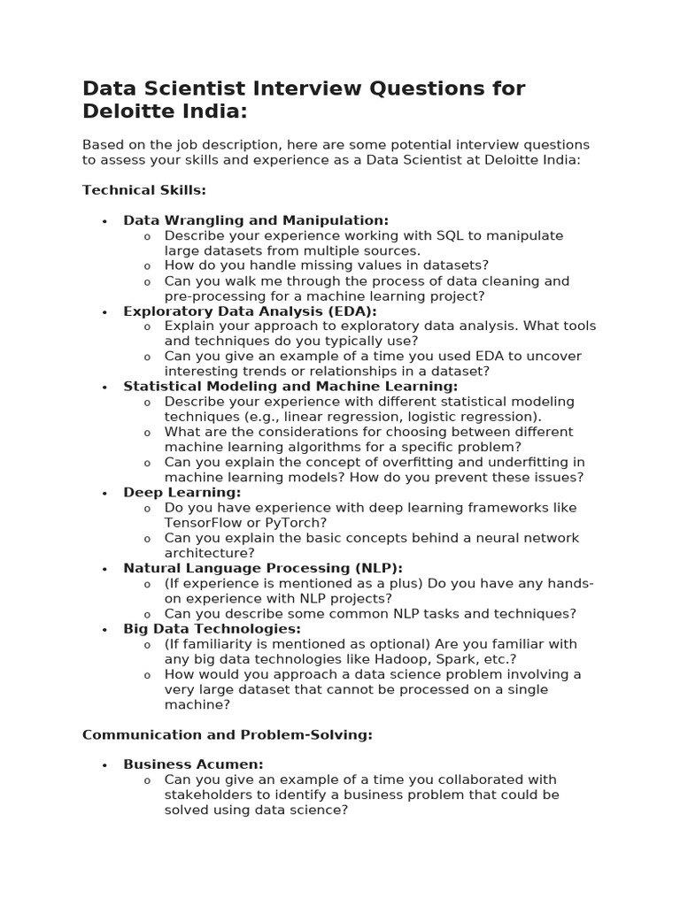 Delottie Probable InverviewQuestions | PDF | Machine Learning | Data ...