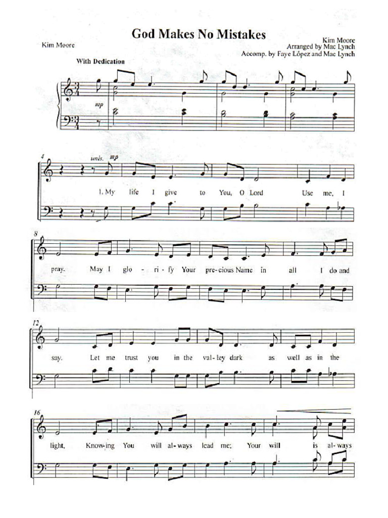 God Makes No Mistakes Choir Sheet | PDF
