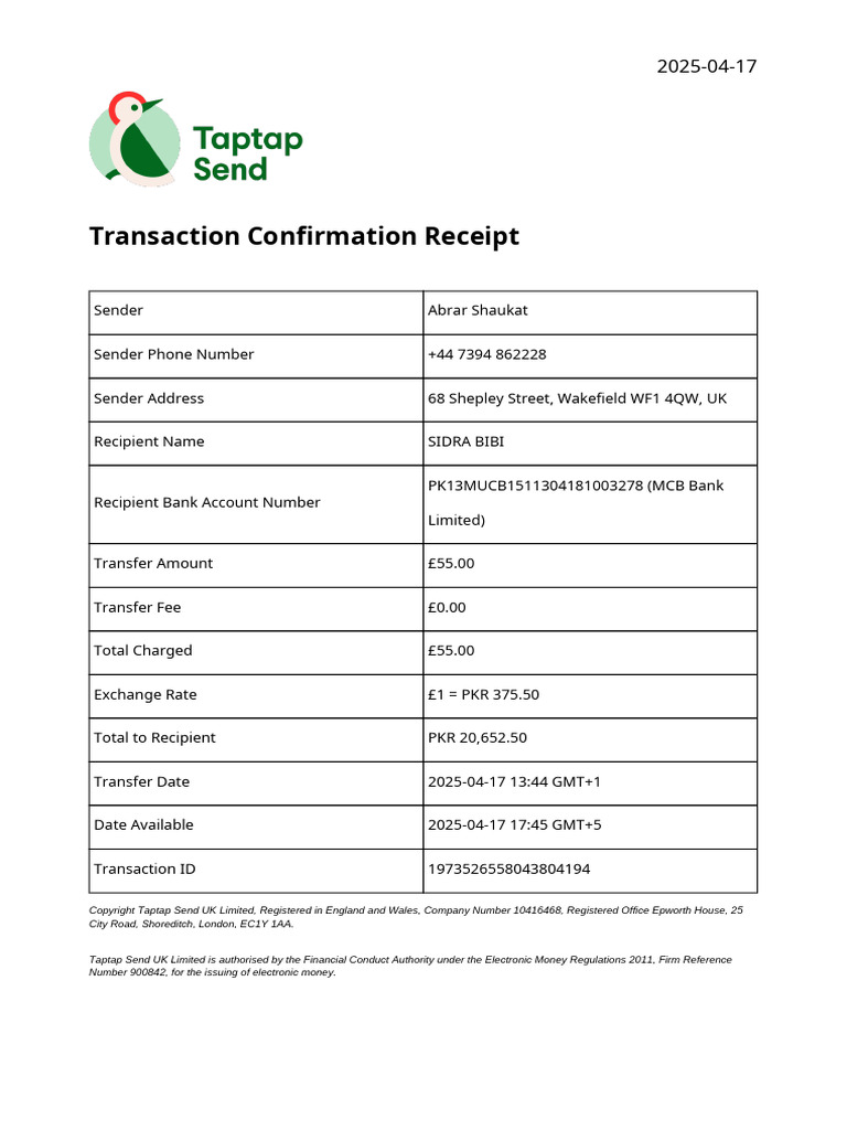 Httpstaptapsend Prod User Data.s3.Amazonaws - Comreceipts804194 en GB - PDFX Amz Security Tok | PDF