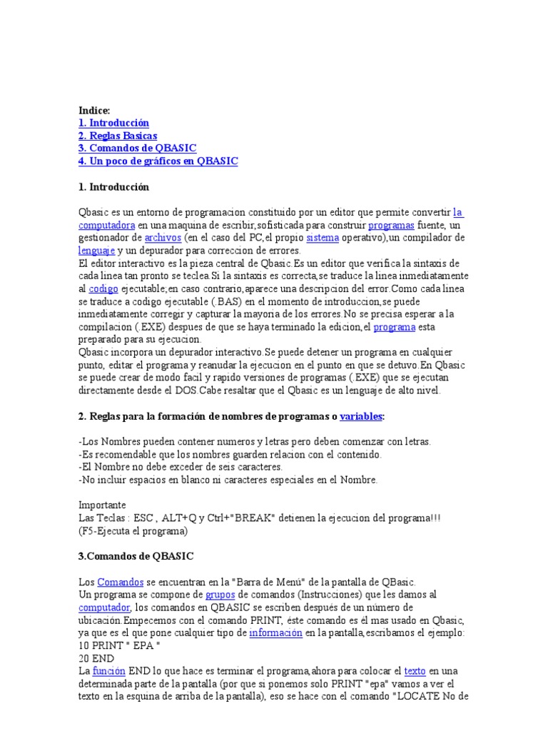 Tutorial QBasic | PDF | Programa de computadora | Programación