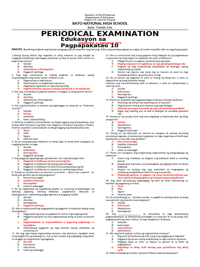 3rd GRADING With Answer Key1 | PDF