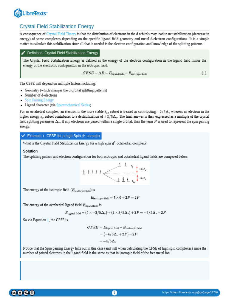 Understanding Crystal Field Stabilization Energy | PDF | Coordination ...