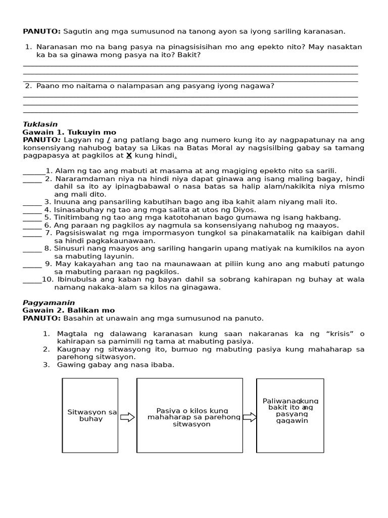 EsP10 Q1 Mod4 Activity Sheet | PDF