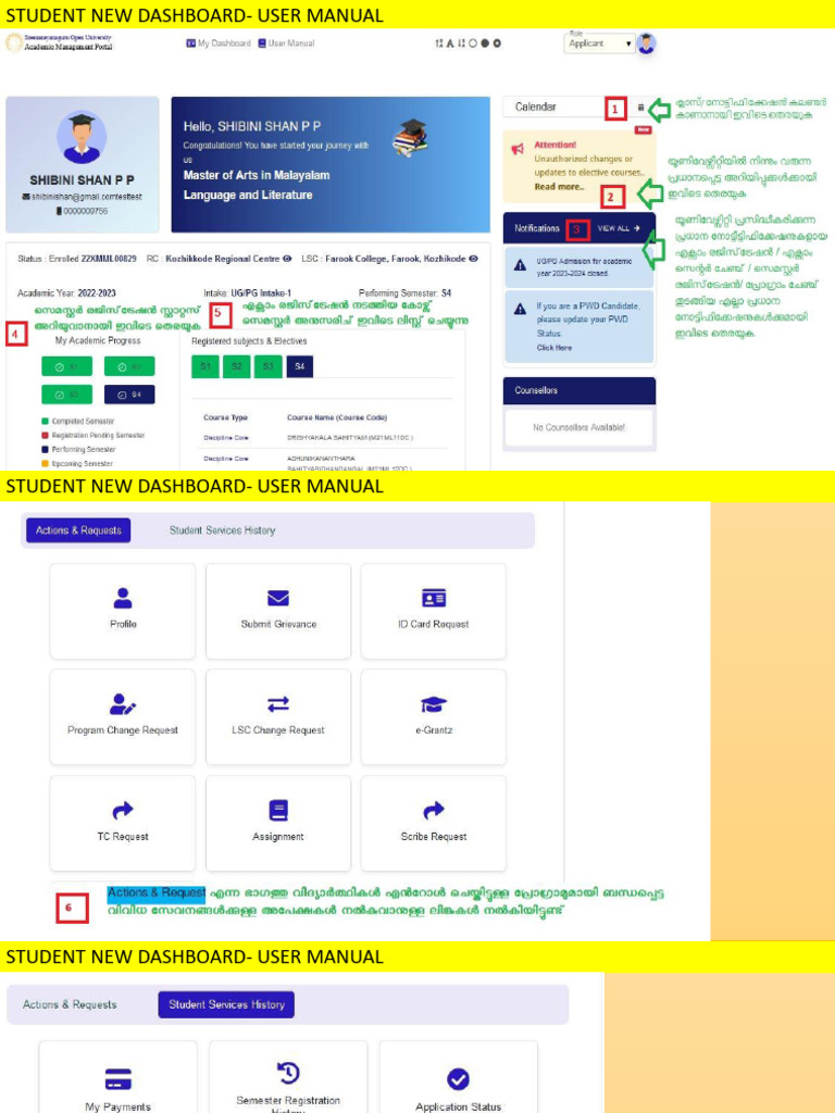 Student New Dashboard - Manual | PDF