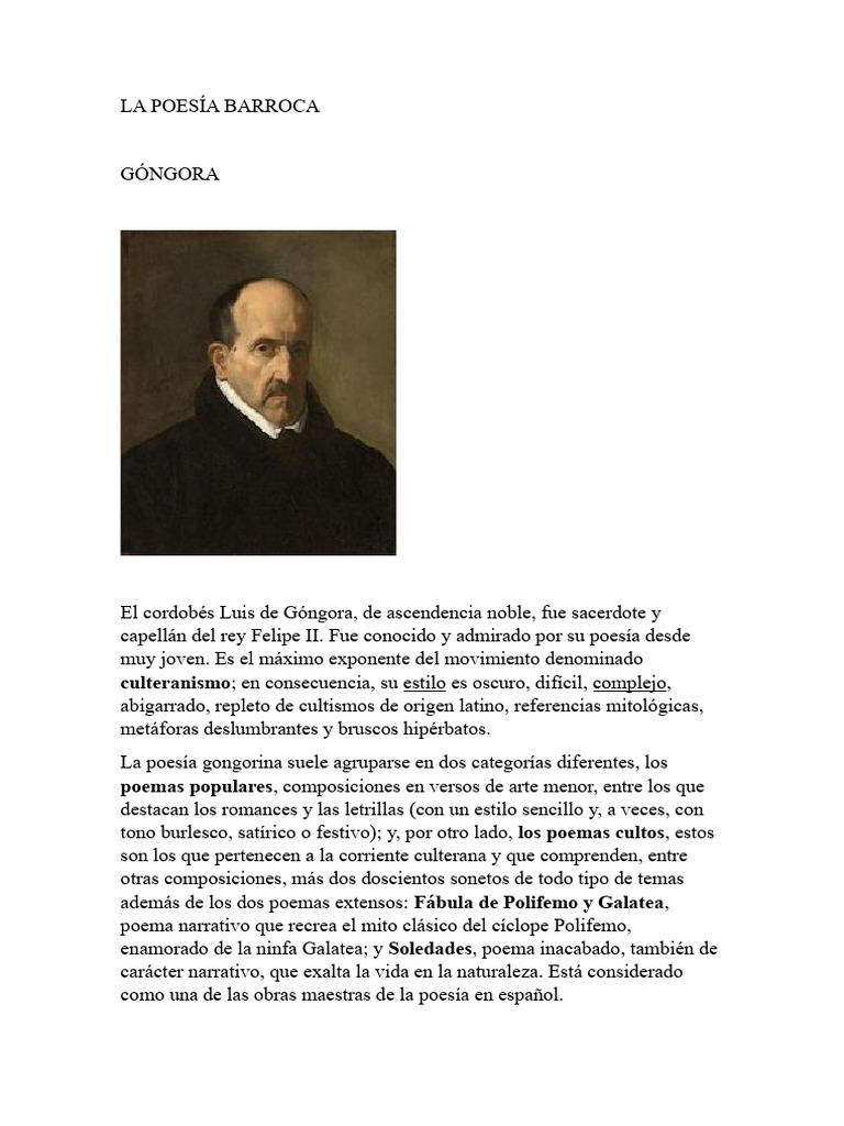 Tema 5. La Poesía Barroca | PDF