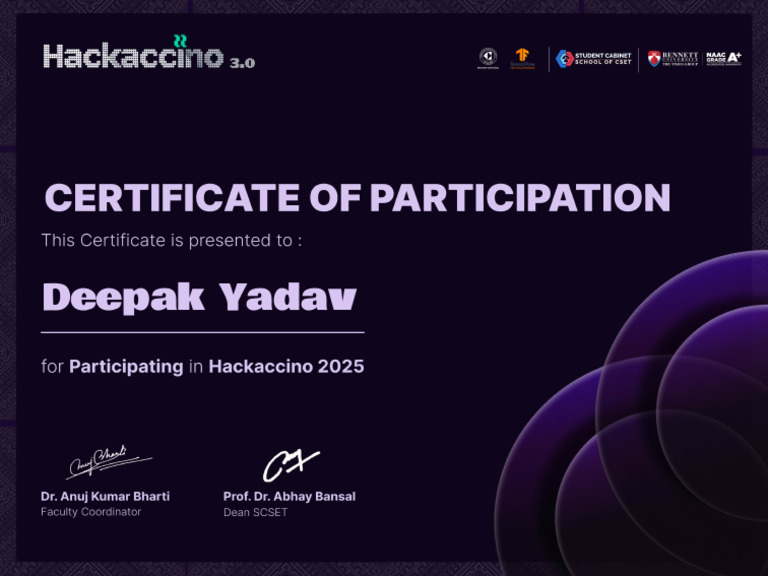 Deepak Yadav Hackathon Certificate | PDF