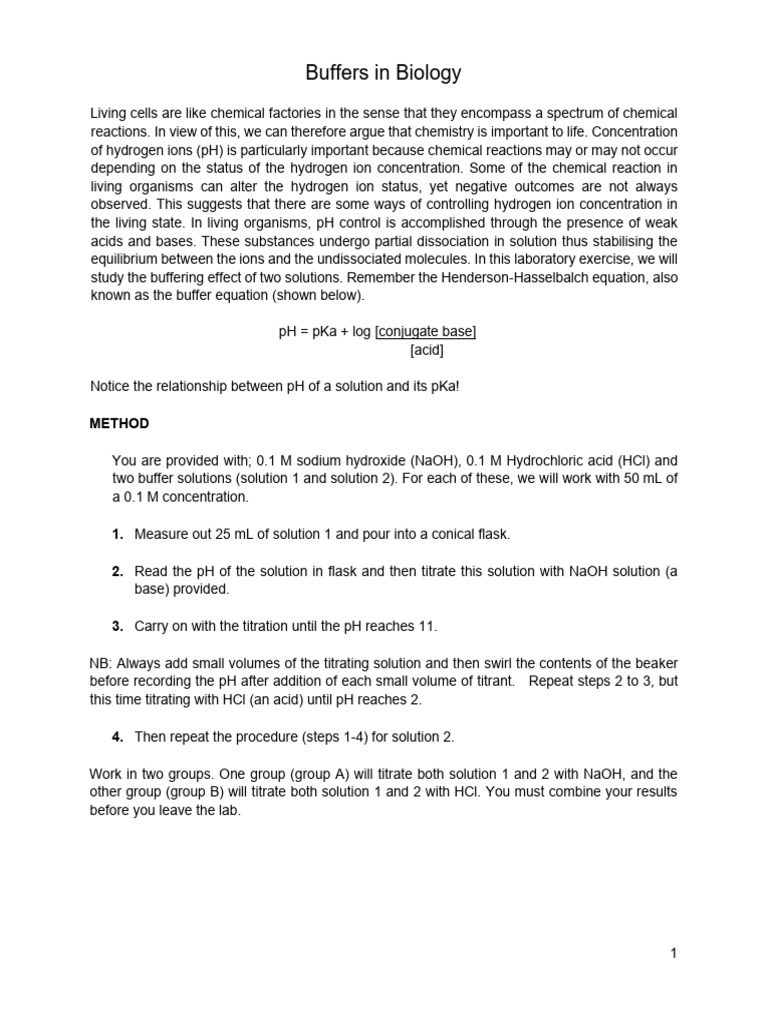 Understanding Buffers in Biology | PDF | Ph | Buffer Solution