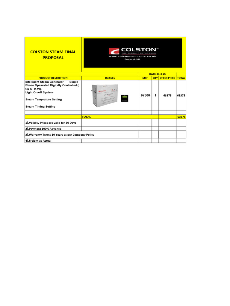 6 K.W Steam Proposal | PDF