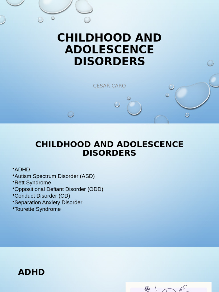 Childhood and Adolescence Disorders | PDF