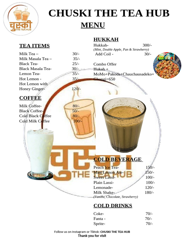 Chuski The Tea Hub New Menu Updated | PDF | Tea | Drink