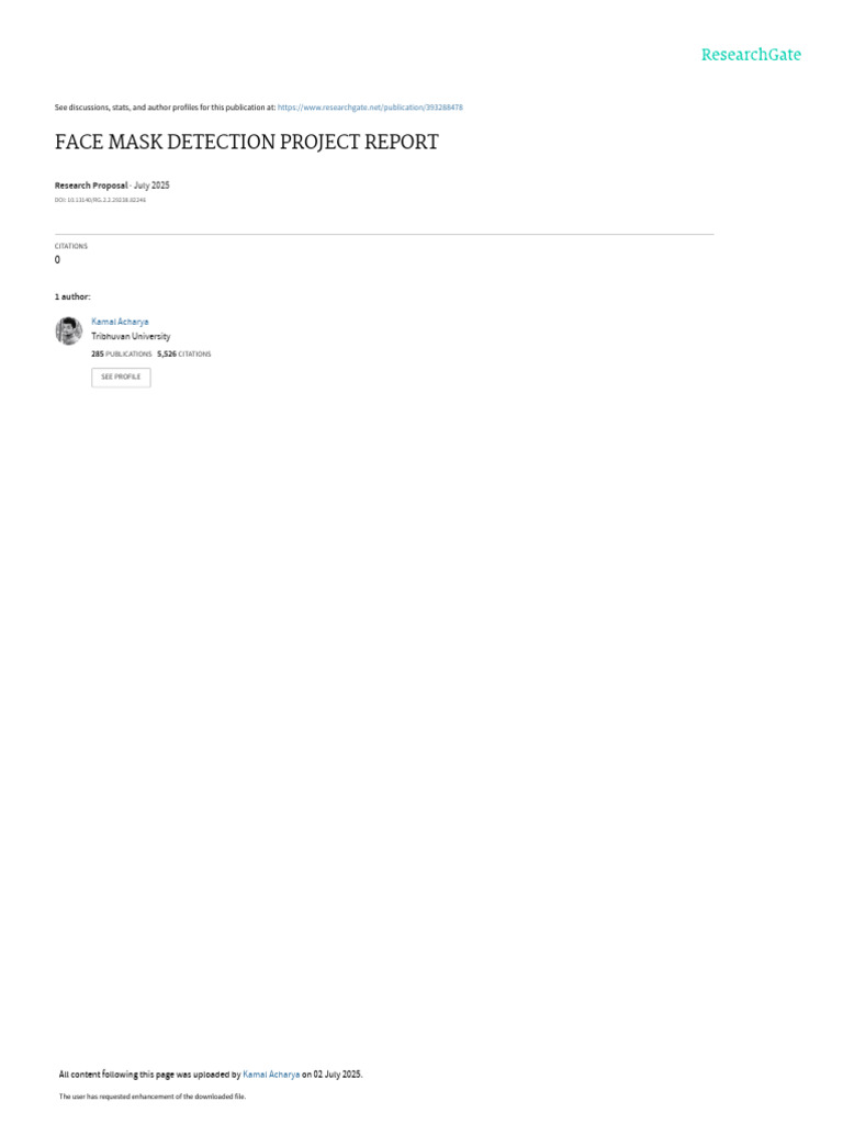 Face Mask Detection Project Report. | PDF | Machine Learning | Use Case