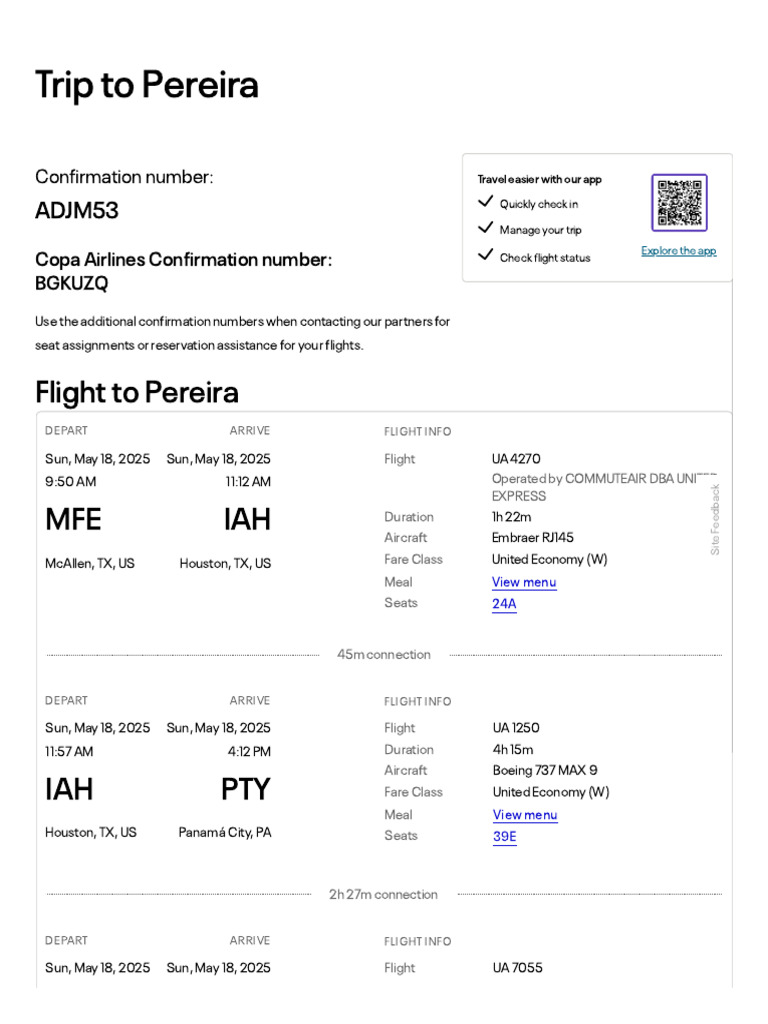 View Your Itinerary & Trip Details - United Airlines Reservations | PDF ...