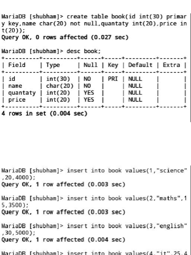 Shubham MySQL File Class 12th Information Technology | PDF