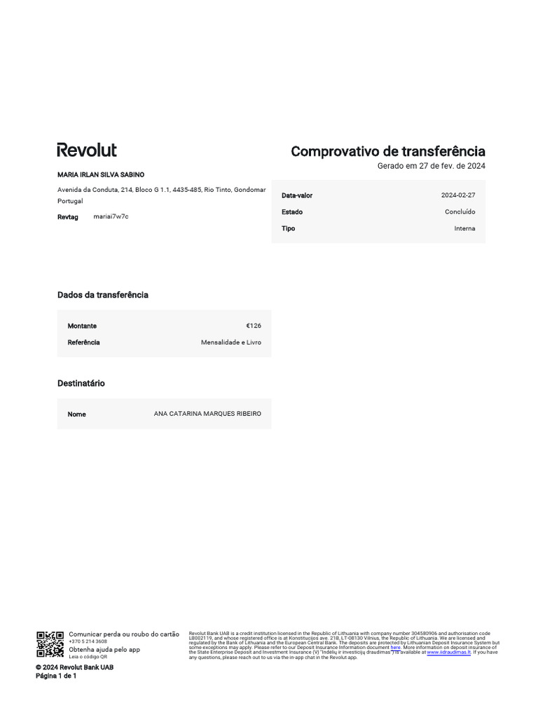 Comprovativo Mensalidade e Livro | PDF