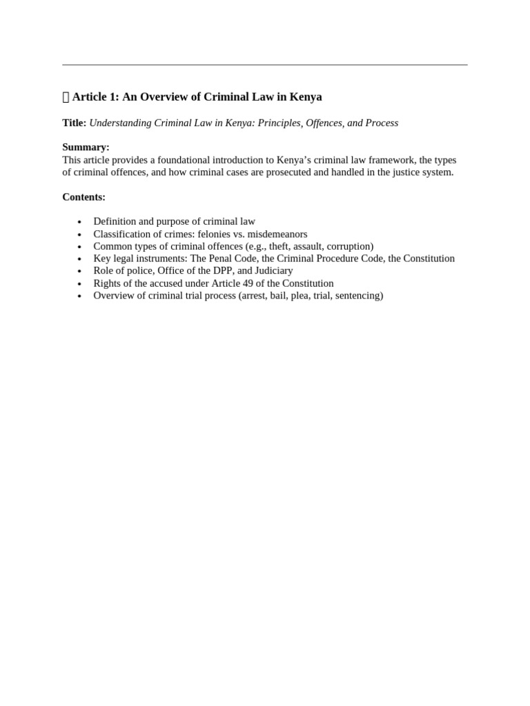 Kenya Criminal Law Overview | PDF