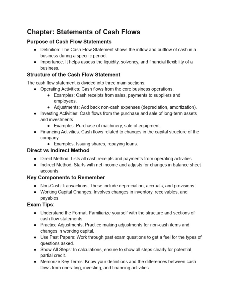 Chapter - Statements of Cash Flows | PDF | Cash Flow Statement | Expense
