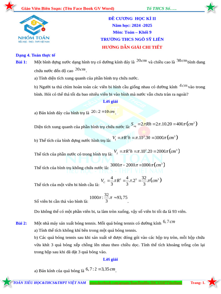 Da2 Toan 9 Hk2 Ngo Sy Lien Vtl Hdg Dang 4 | PDF