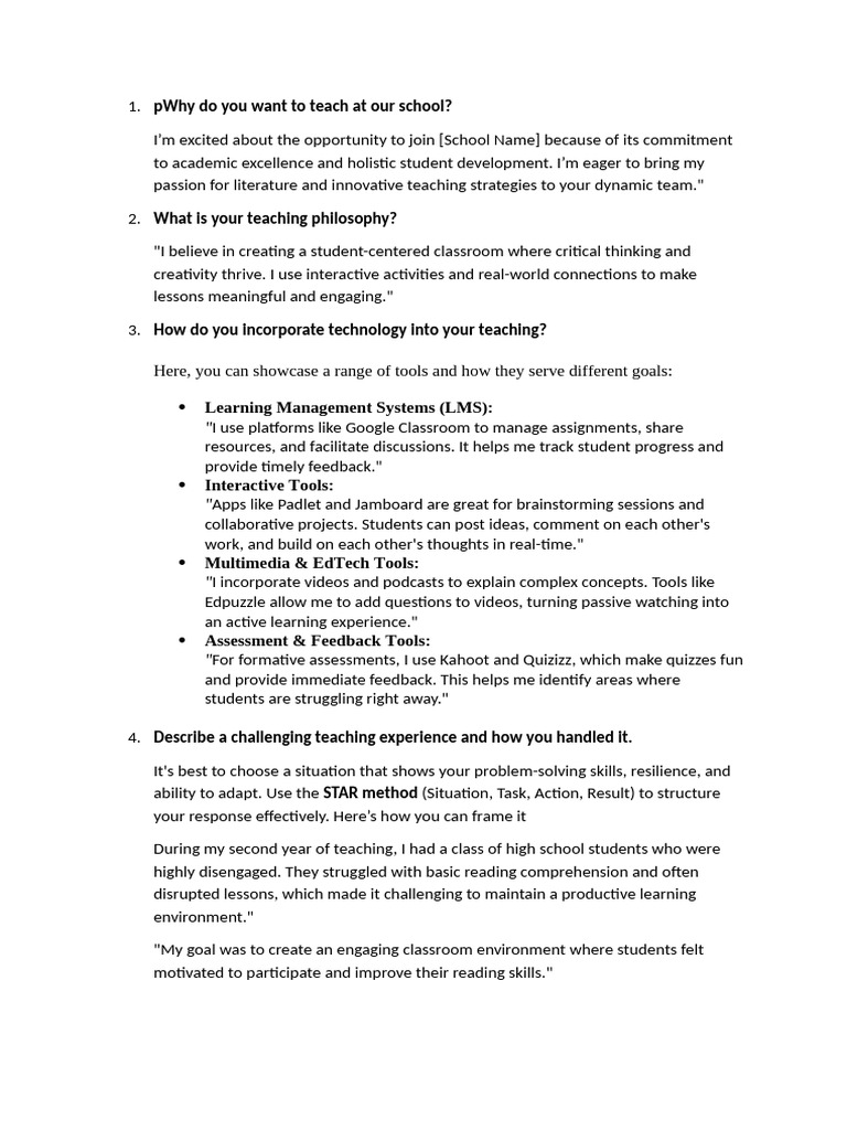 Why I Want to Teach at [School Name] | PDF | Differentiated Instruction ...