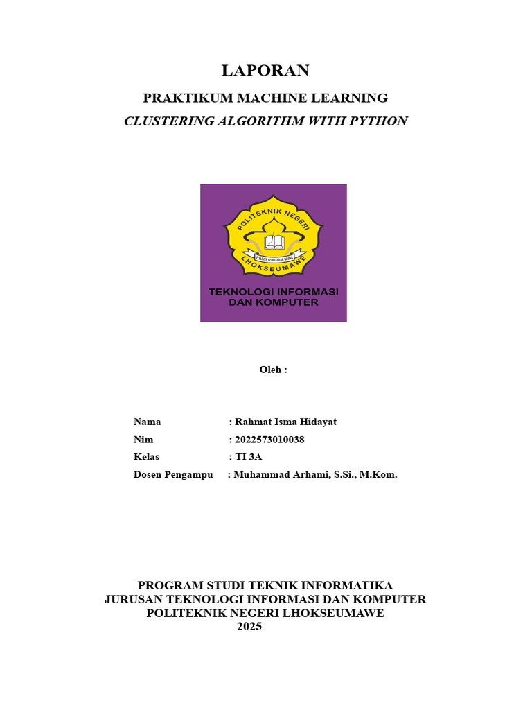 Laporan Praktikum 9 Clustering Algorithm With Python (1) | PDF