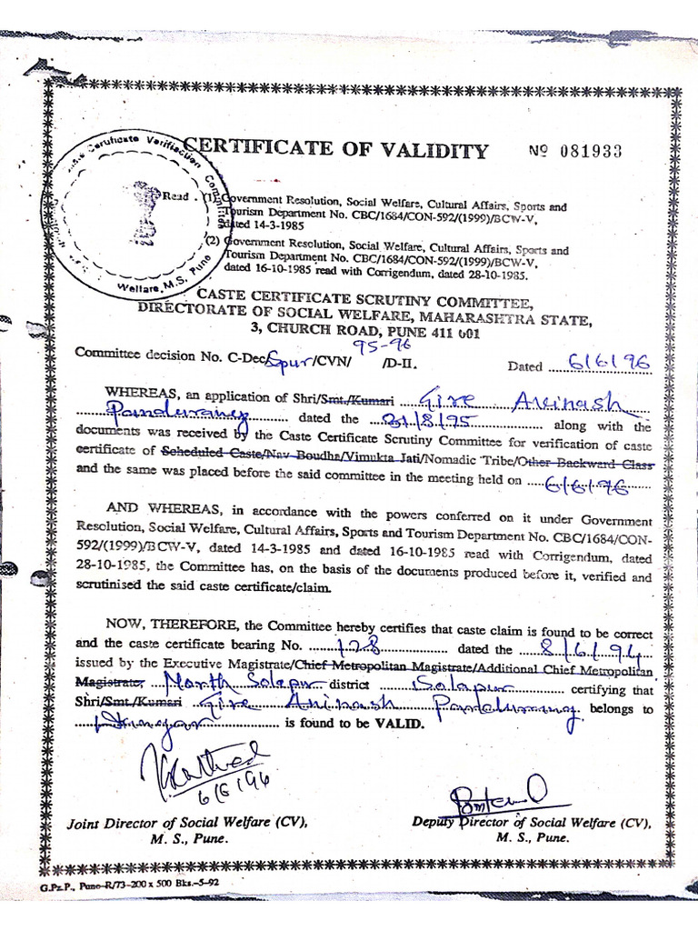 Avi-Caste Validity 250623 203439 | PDF