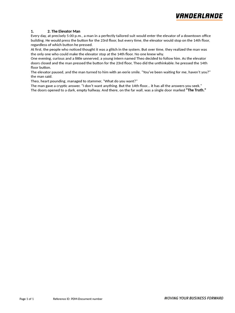 The Elevator Man | PDF