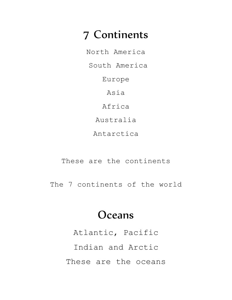 7 Continents and 4 Major Oceans | PDF