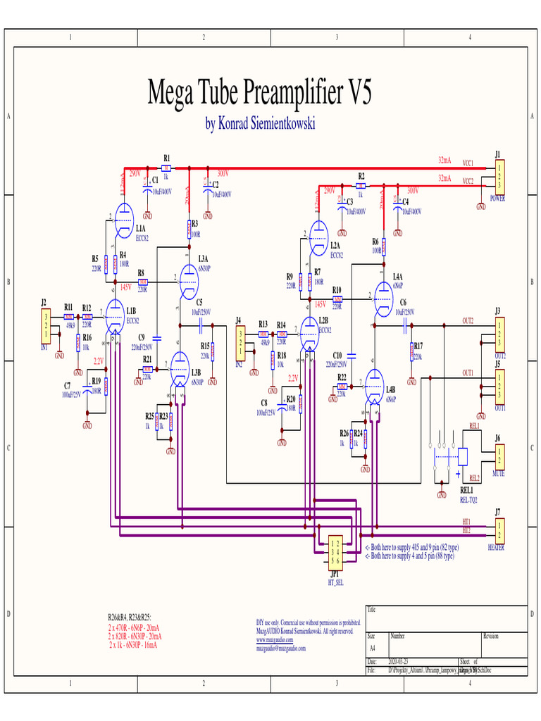 Mega Tube Preamplifier V5 Schematic | PDF