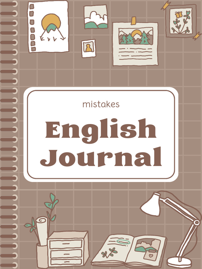 Brown White Minimalist Daily Journal Cover Document A4 | PDF