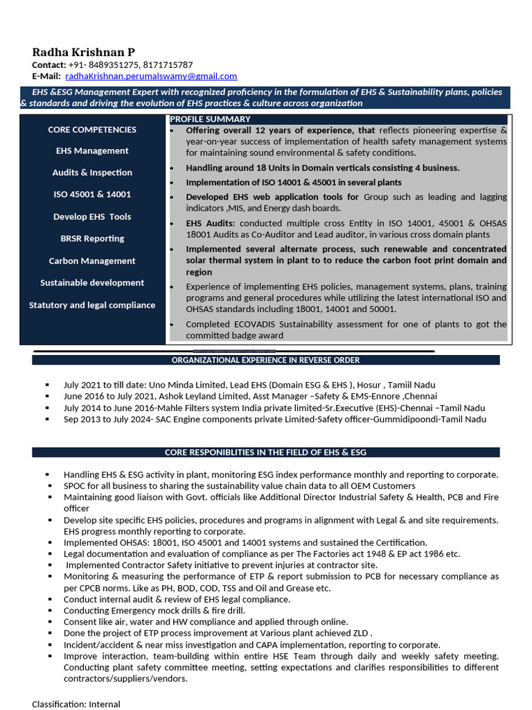 Naukri RadhakrishnanPerumalsamy (12y 0m) | PDF | Audit | Business
