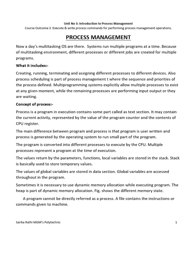Introduction To Process MGMT | PDF | Thread (Computing) | Process (Computing)