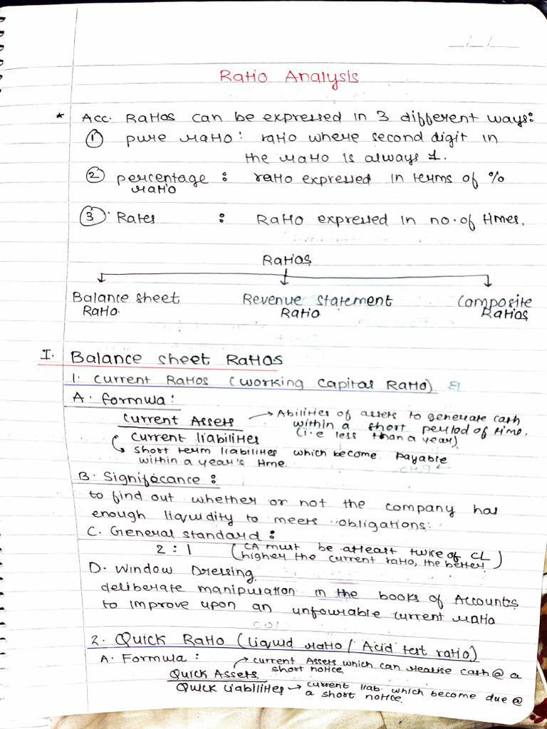 Ratio Analysis Notes | PDF | Debtor | Debt